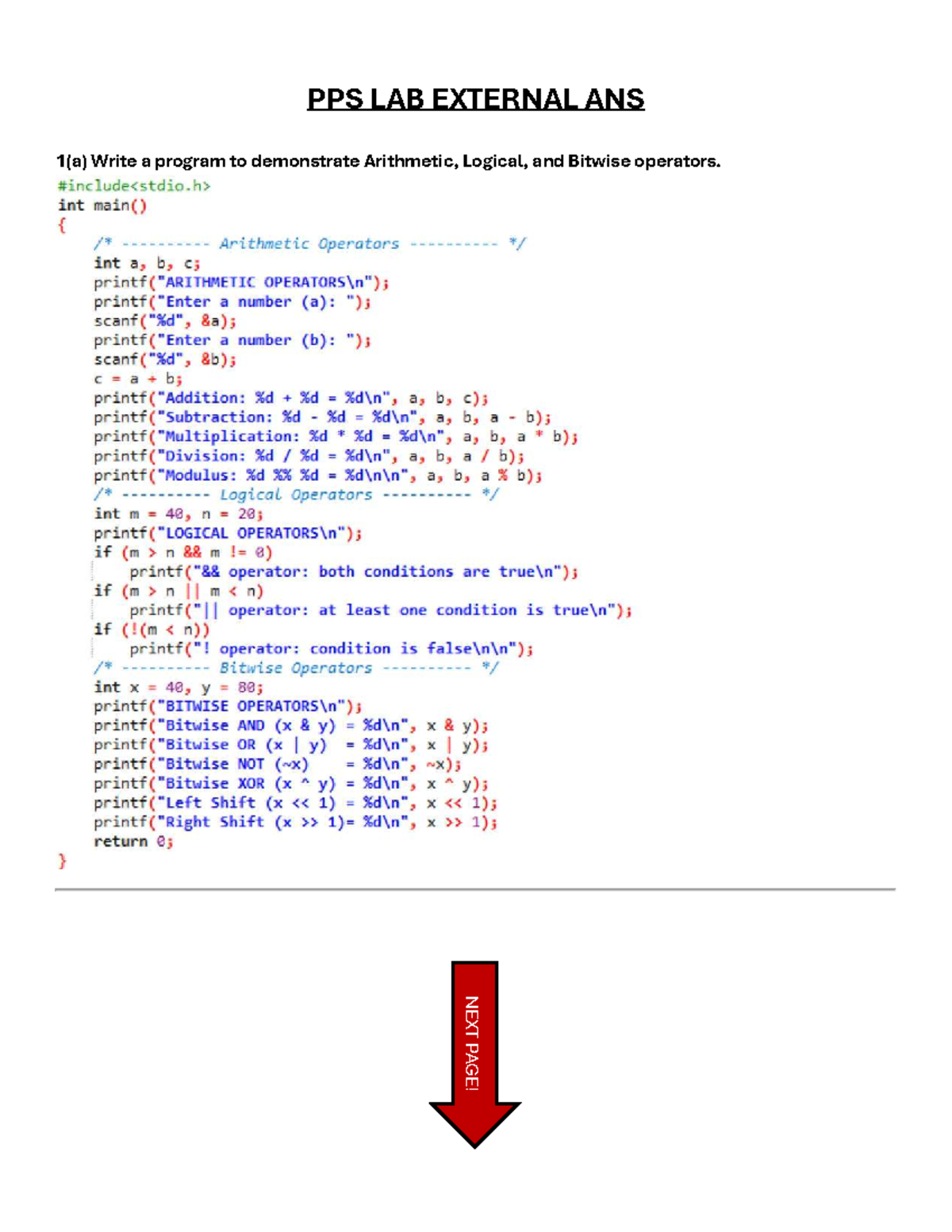 PPS LAB EXTERNAL: Key Programs for Practical Applications - Studocu