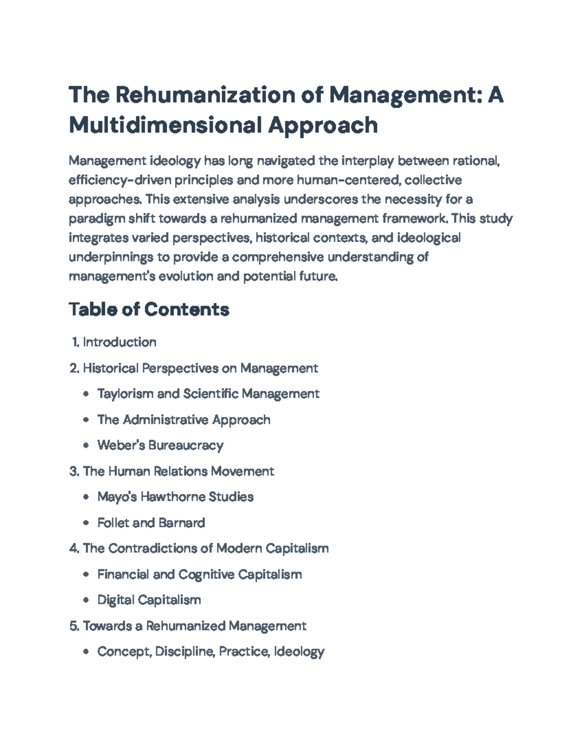 Rehumanization in Management: Historical Insights & Future Directions ...