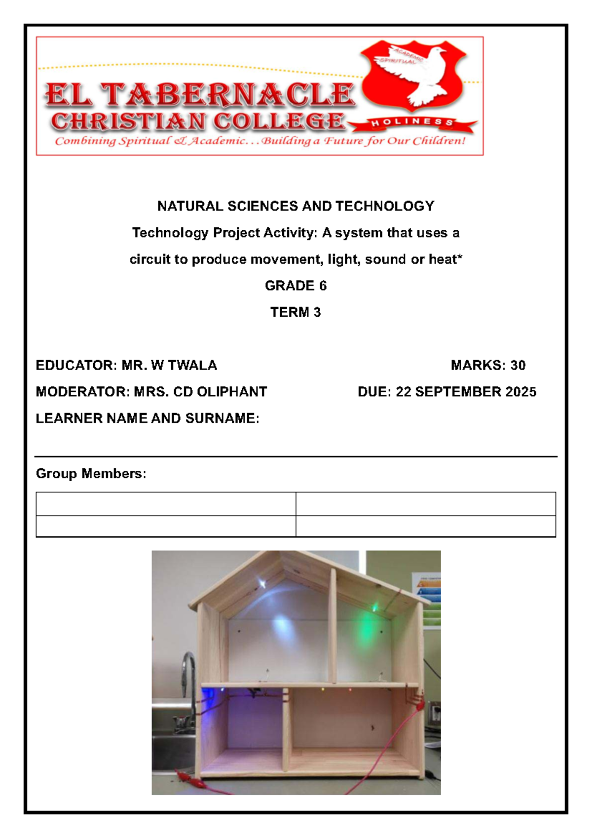 NSTECH 6: Doll House Project with Electrical Circuit Design - Studocu