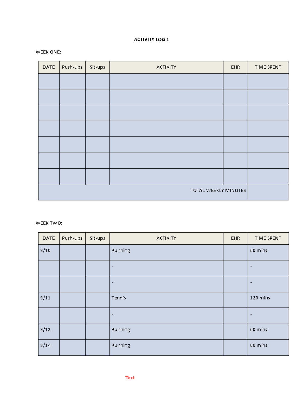 Activity Log Summary: Weekly Exercise & Comments (W1-W15) - Studocu