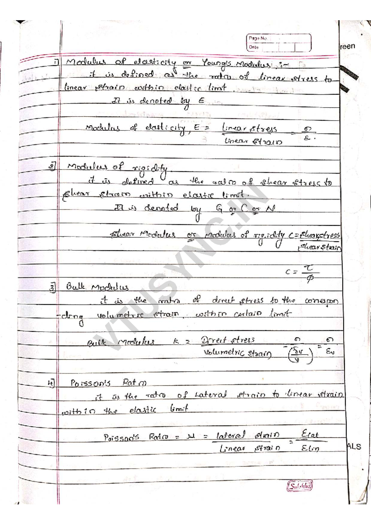 SOM Imp Questions - BCV301 Lecture Notes on Elasticity - Studocu