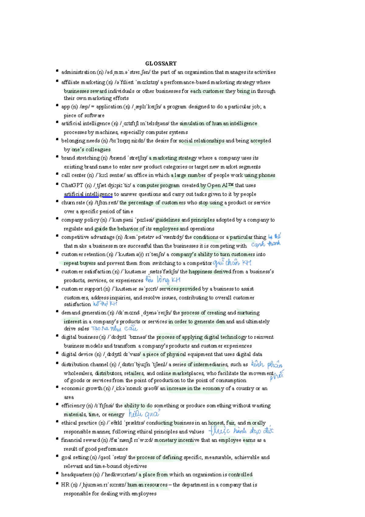 GLOSSARY: Key Marketing Terms and Concepts for Business Management ...