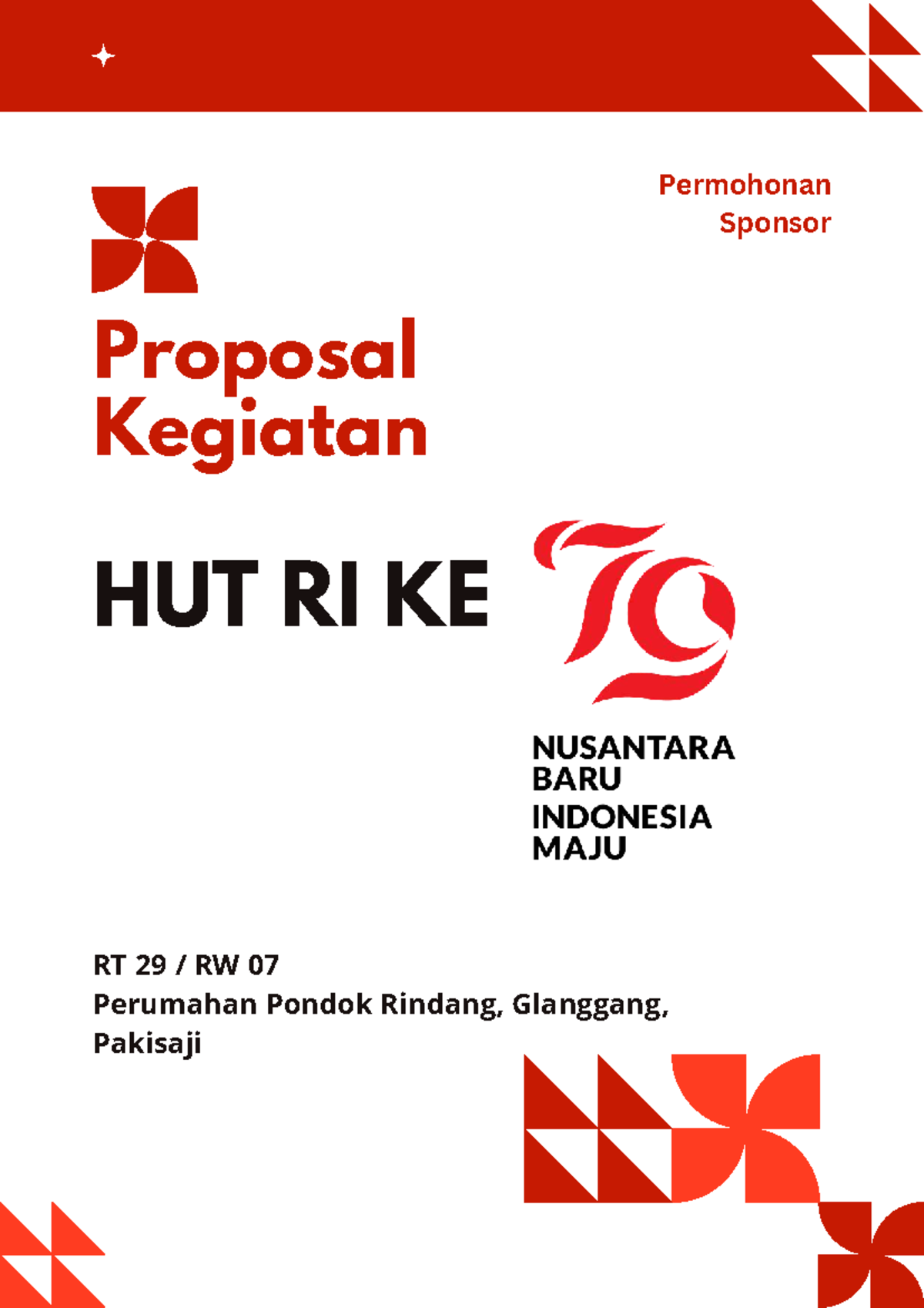 Proposal Sponsorship Kegiatan HUT RI 2024 RT 29 RW 07 - Studocu