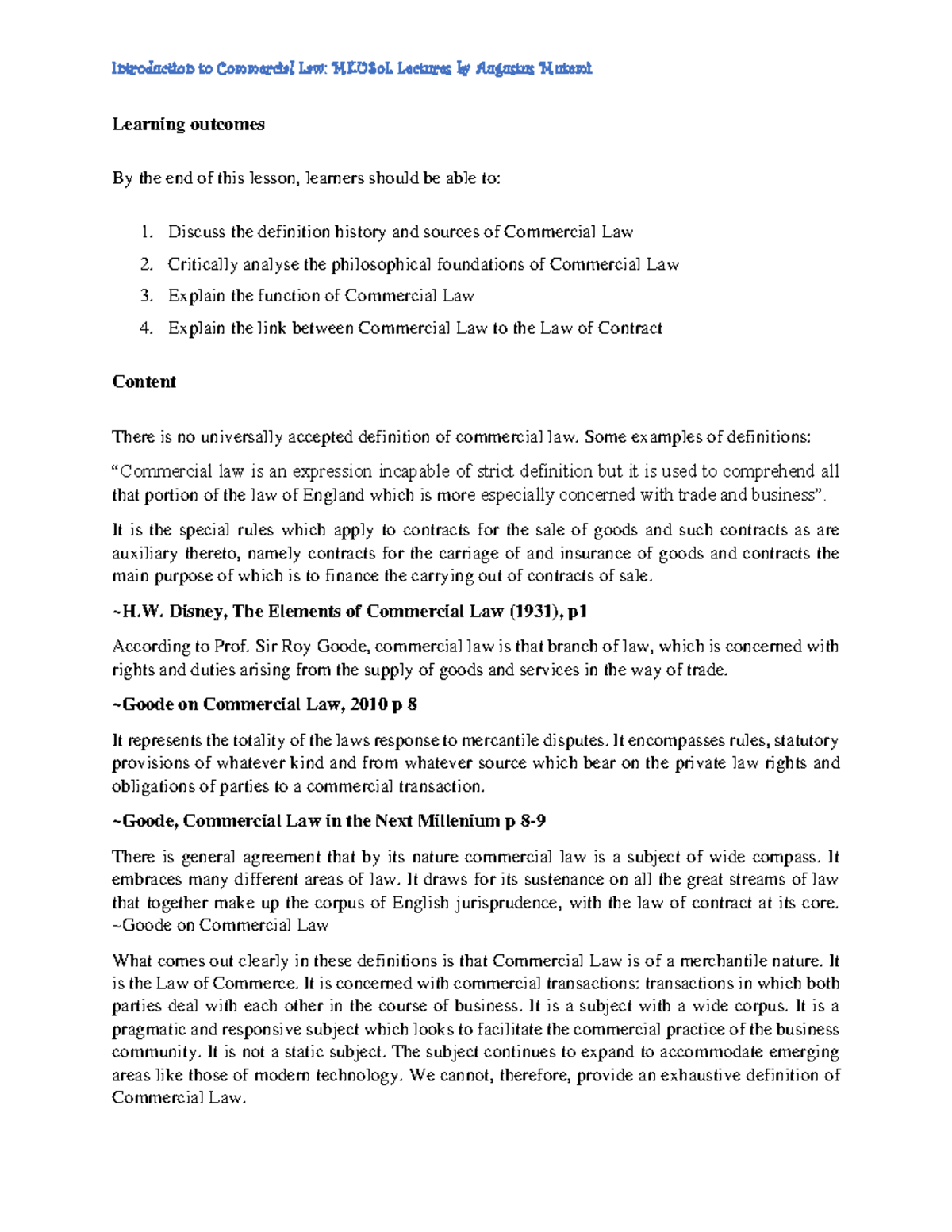 Commercial Law: Definitions, Functions, and Philosophical Foundations ...