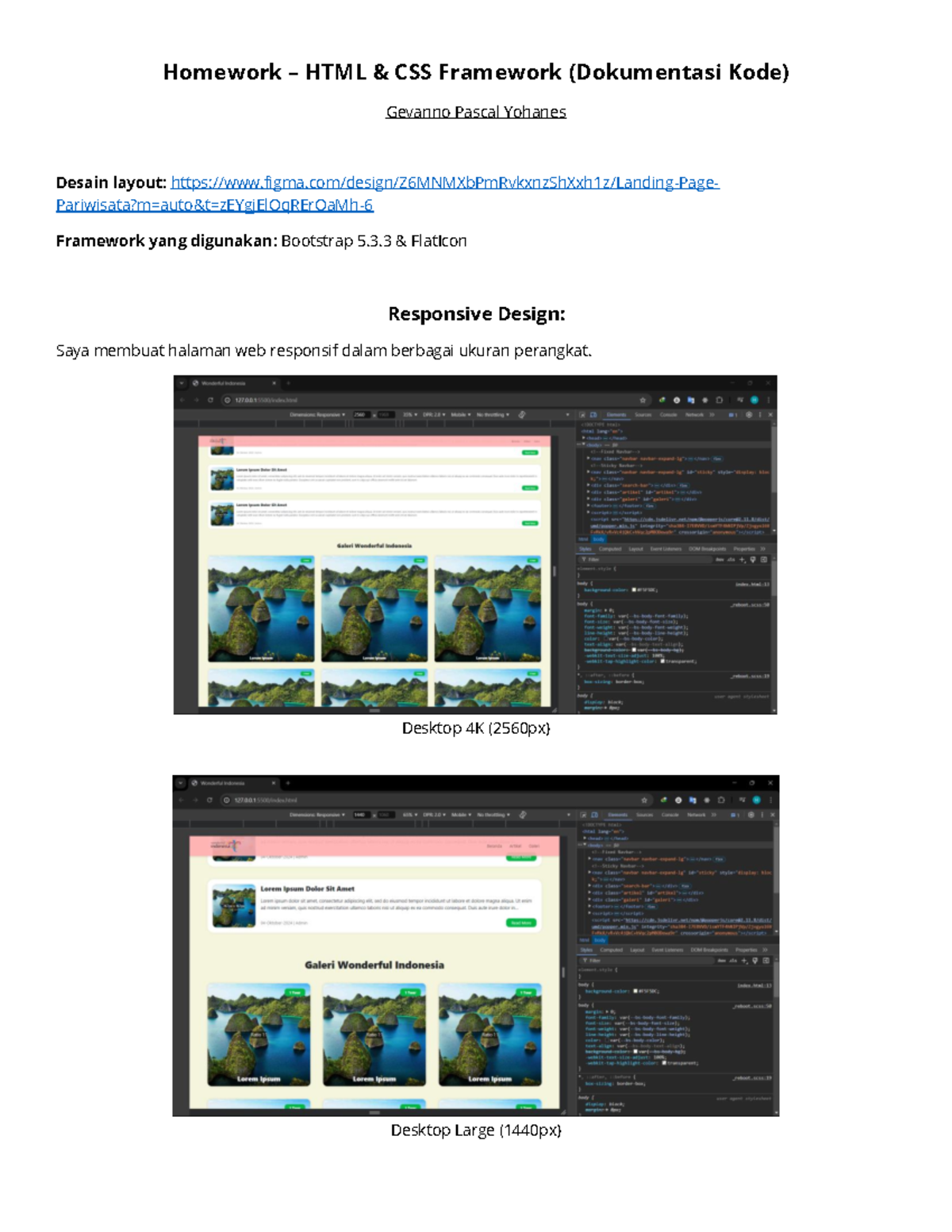 HTML & CSS Framework Homework by Gevanno Pascal Yohanes - Studocu