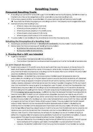 [Solved] important cases and case law for constructive trust - Equity ...
