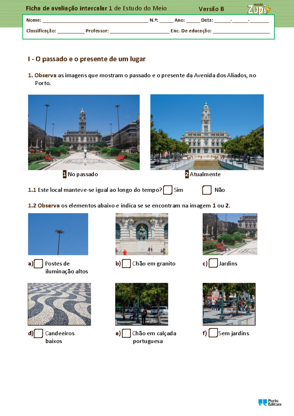 Ficha de Avaliação Intercalar - Estudo do Meio - 3.º Ano - Soluções ...
