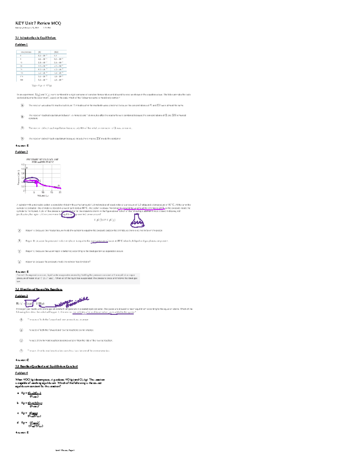 Unit 7 Review: Equilibrium Concepts and Calculations - 7 Introduction ...