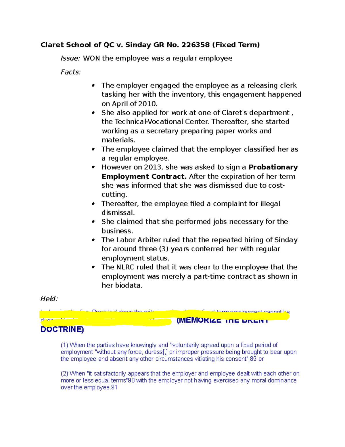 Labor Case Digest: GMA Network, Inc. v. Pabriga GR No. 176419 (Fixed ...