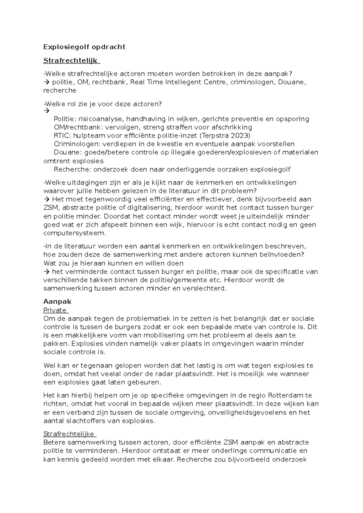 Explosiegolf opdracht - Explosiegolf opdracht Strafrechtelijk -Welke ...