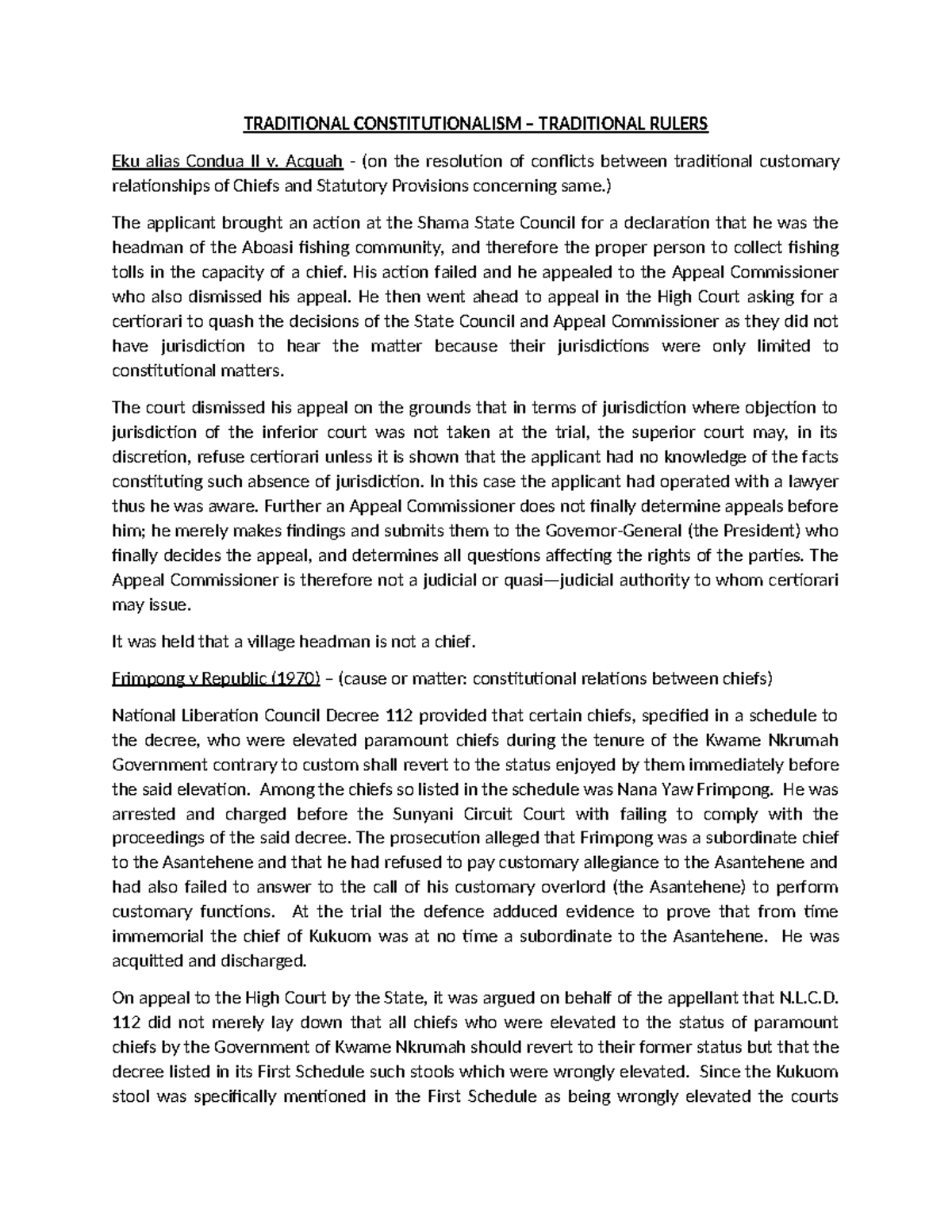 Constitutional Law 2 Case Summaries: Traditionalism & Judiciary Issues ...