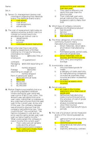 Exam #1 Study Guide - From Text (6) - Exam #1 Study Guide – Questions ...