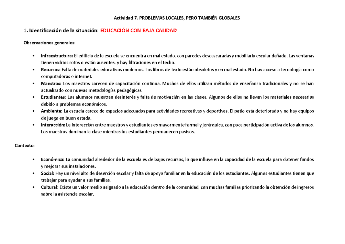ACT 7 JIMH - Calidad Educativa en Escuelas con Recursos Limitados - Studocu