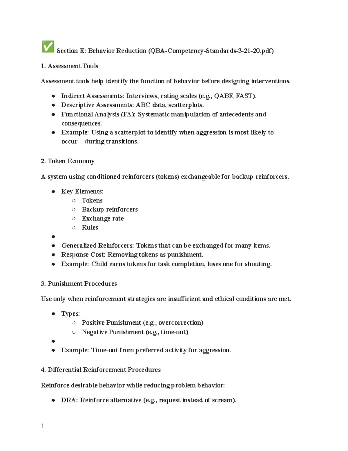 QABA 2023: Behavior Reduction & Supervision Strategies Overview - Studocu