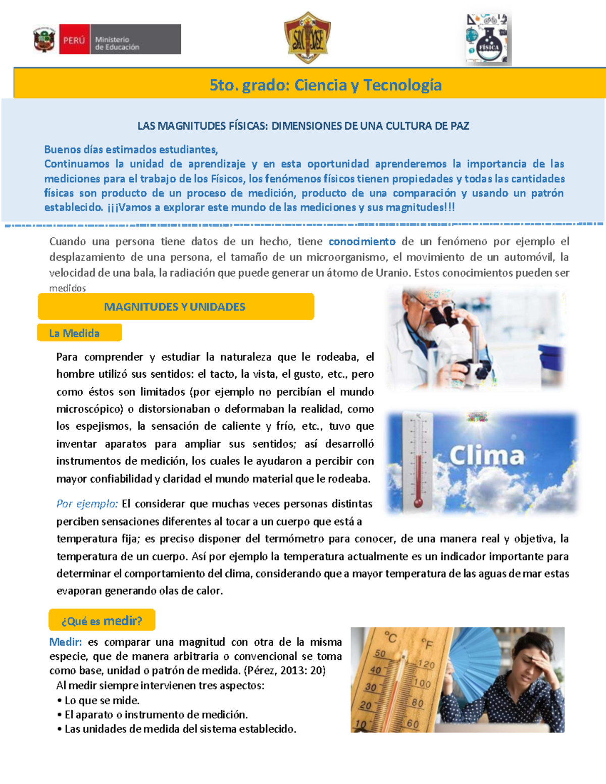 5to Grado: Ciencia y Tecnología - Magnitudes y Análisis Dimensional ...