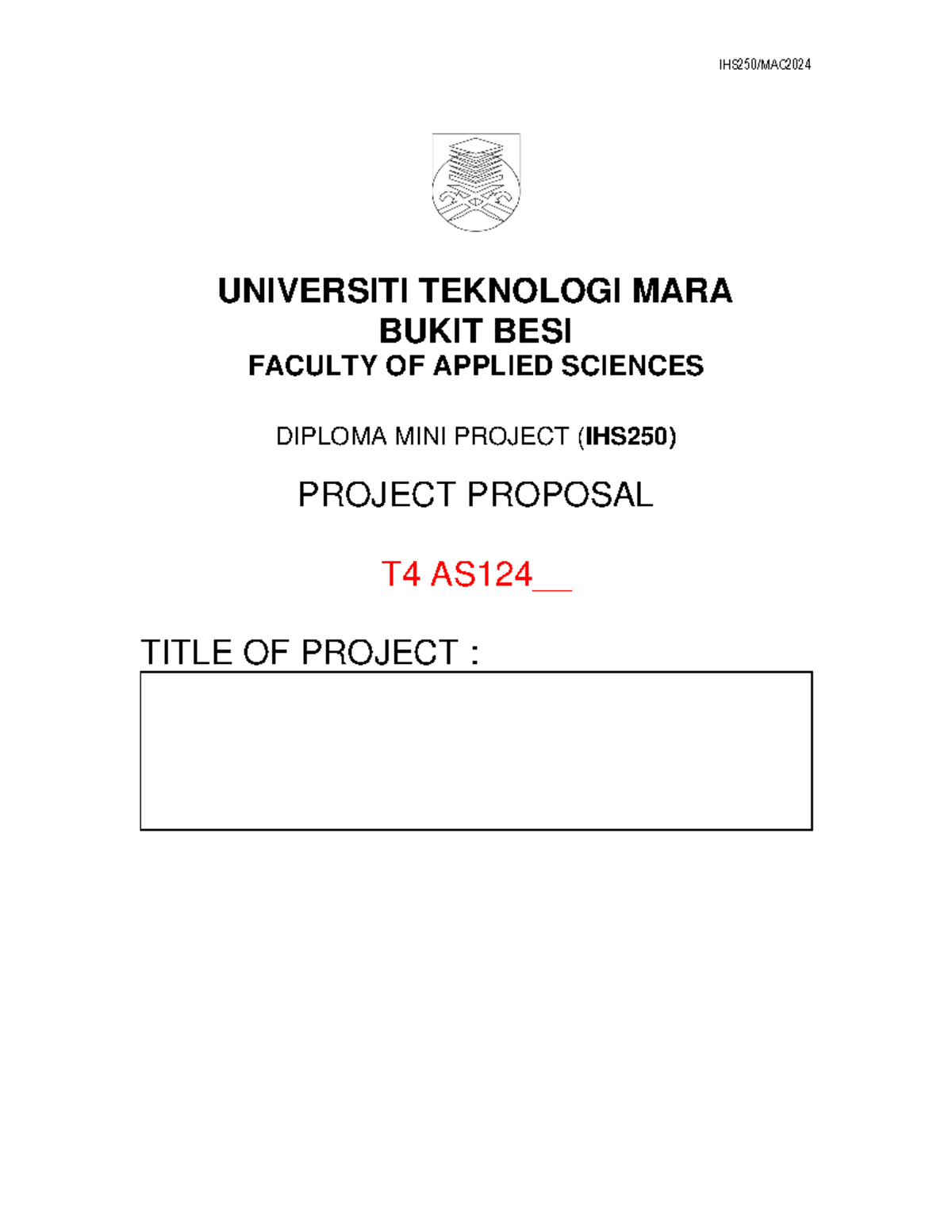 IHS250 Diploma Mini Project Proposal Template: Comprehensive Guide ...