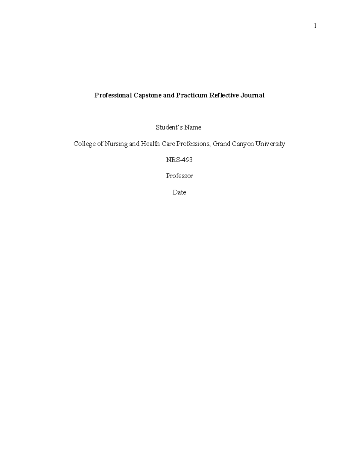 NRS- Capstone Reflective Journal: Navigating Healthcare Insights and ...