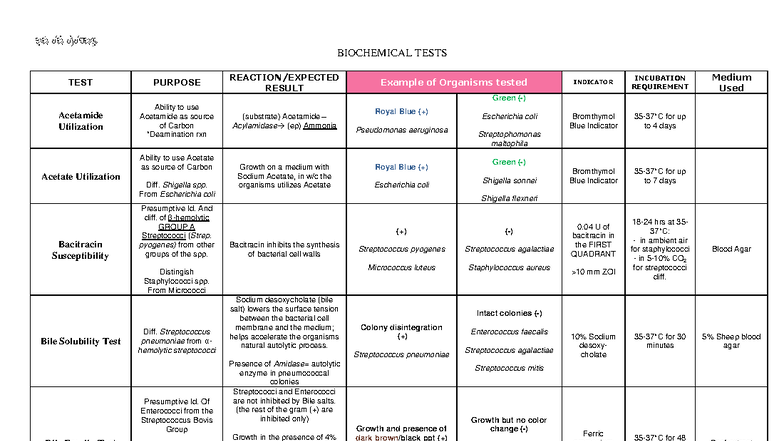 Biochemical Tests in Microbiology (BIOCHEM 632989277) - Studocu