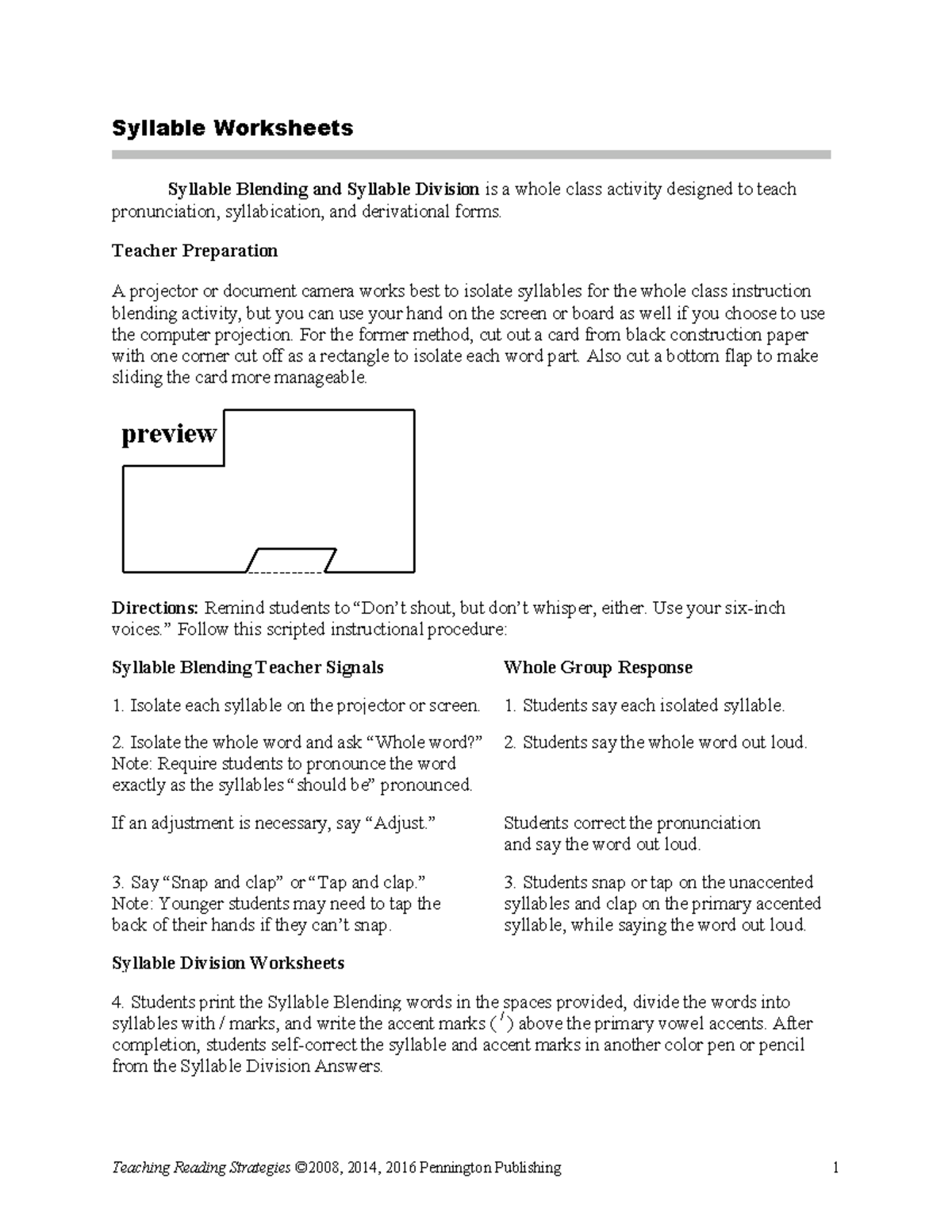 Syllable Worksheets: Blending & Division Activities for Teaching - Studocu