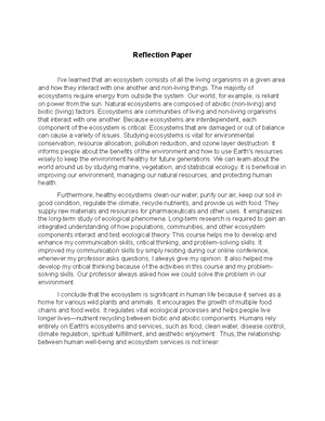 People AND ITS Ecosystem Reviewer 1 - Environmental Problems, their ...
