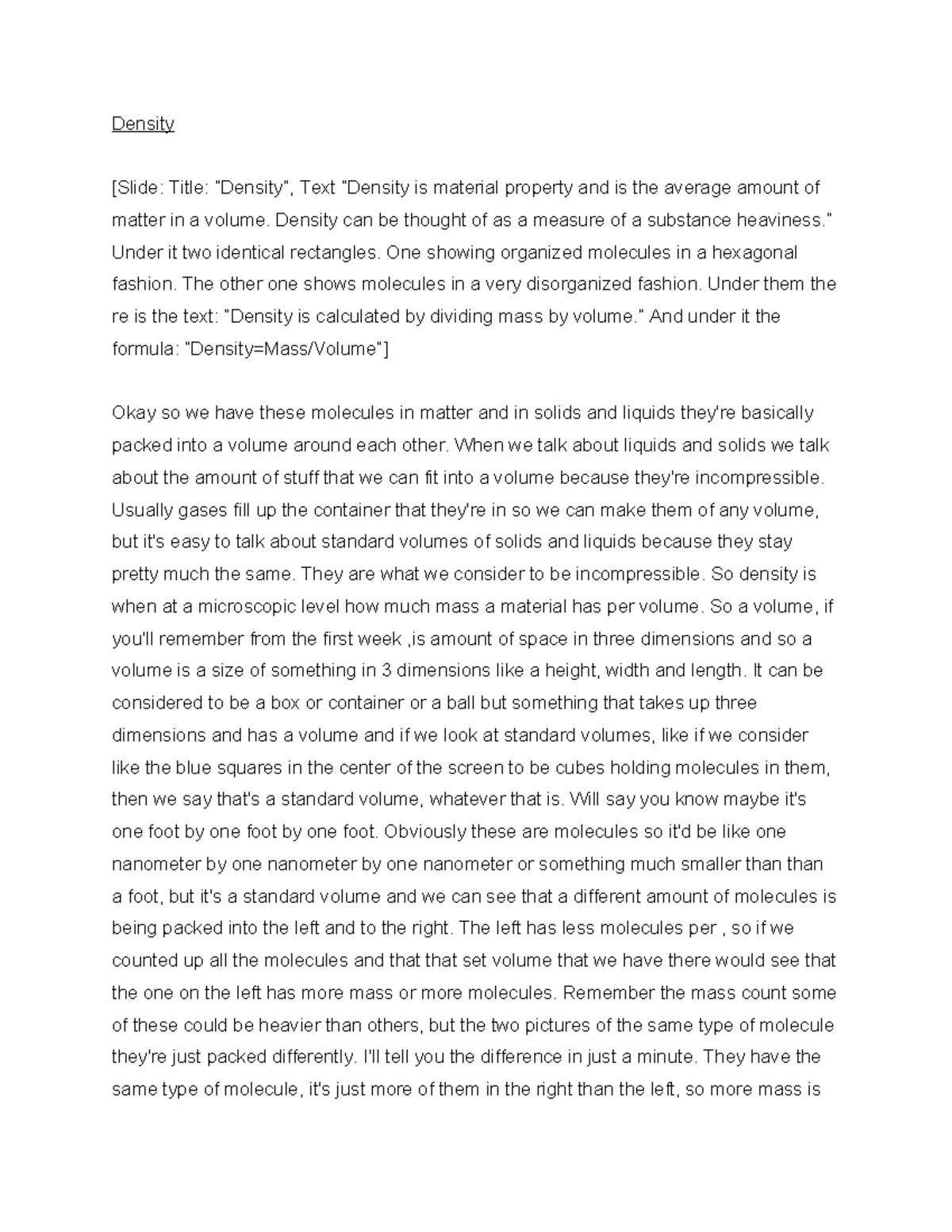 03 Density Lecture Notes: Understanding Material Properties and Mass ...
