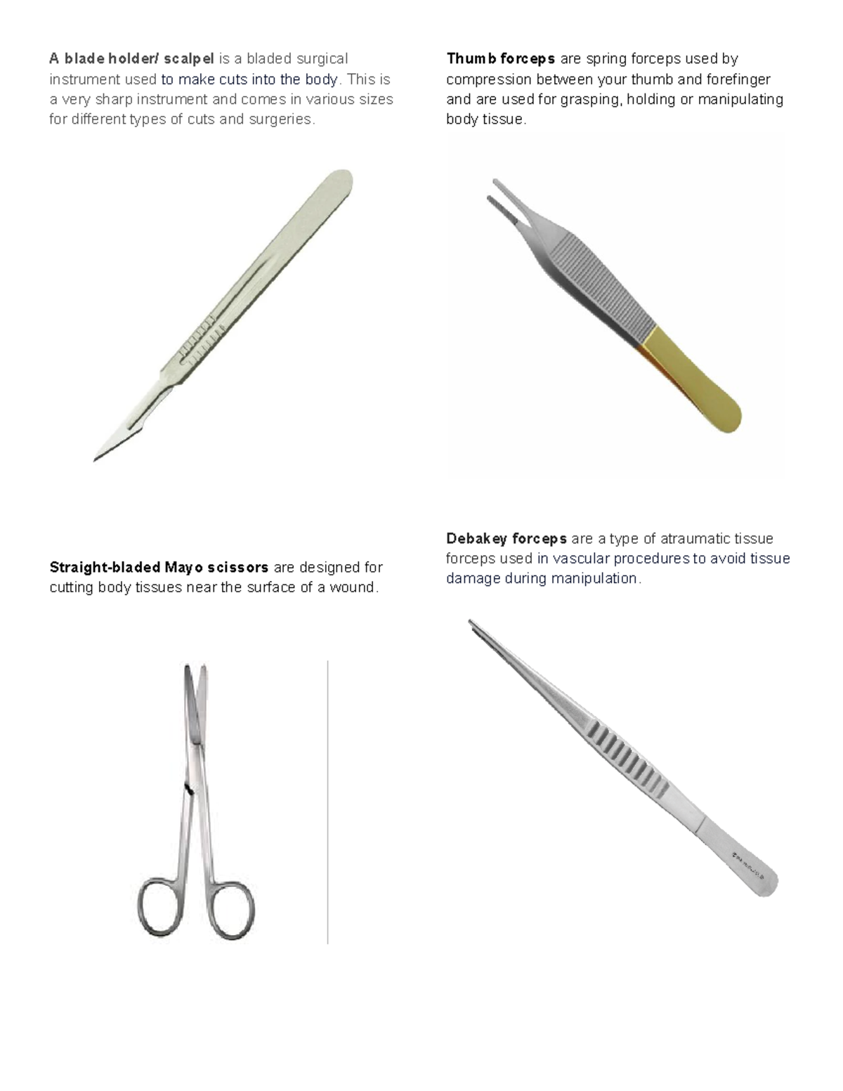 OR RLE Instruments - A blade holder/ scalpel is a bladed surgical ...