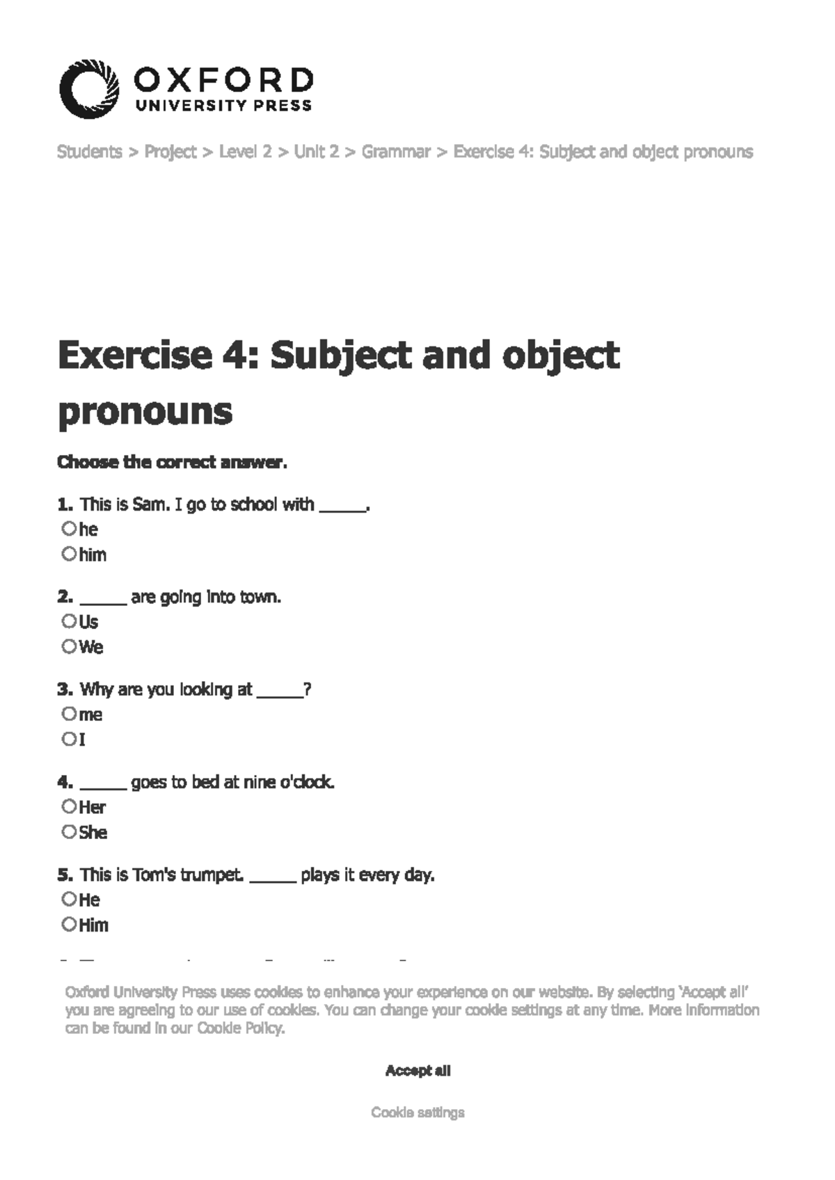PR2L2 - Grammar Exercise on Subject & Object Pronouns - Studocu