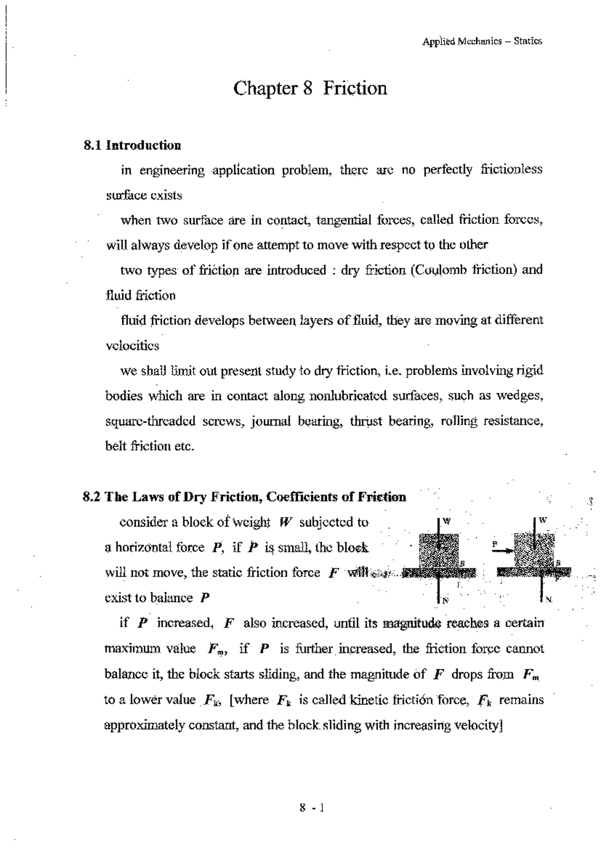 Static ch8 - abc - Applied Mechanics Statics Chapter 8 Friction 8 ...