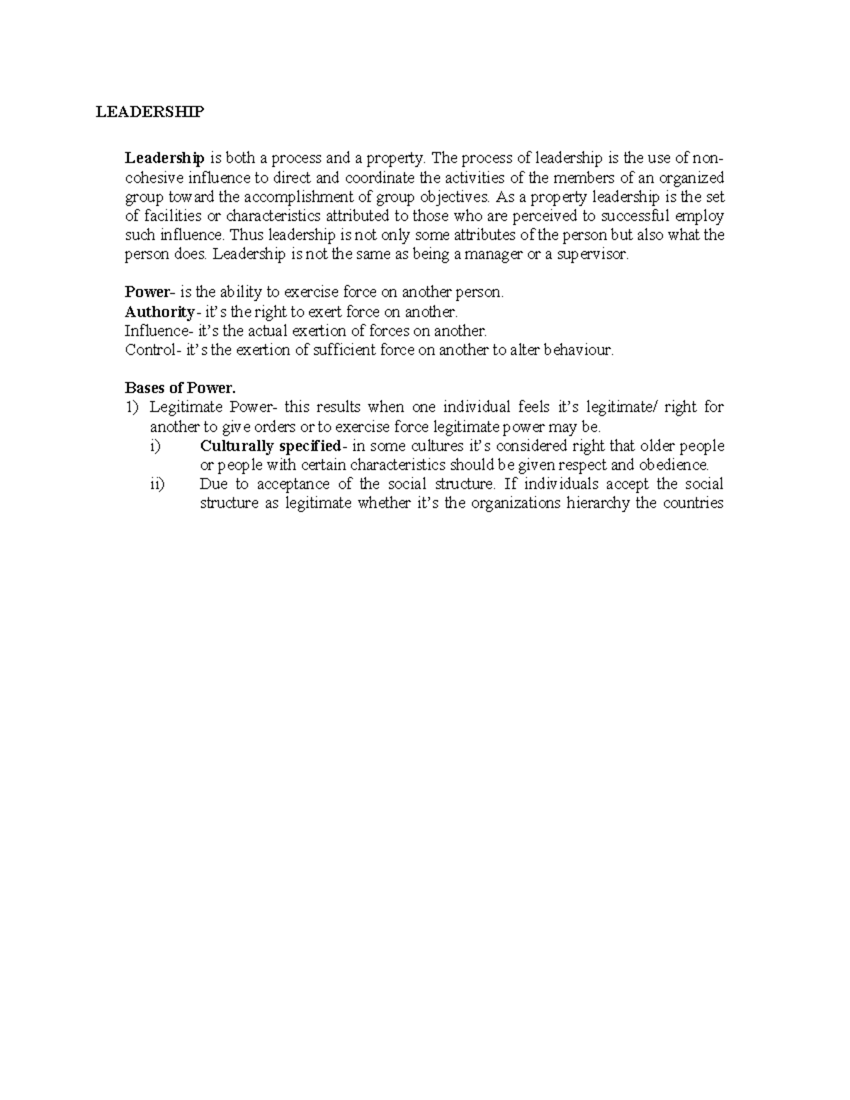 LEAD 101 - Lecture Notes on Leadership Concepts and Styles - Studocu