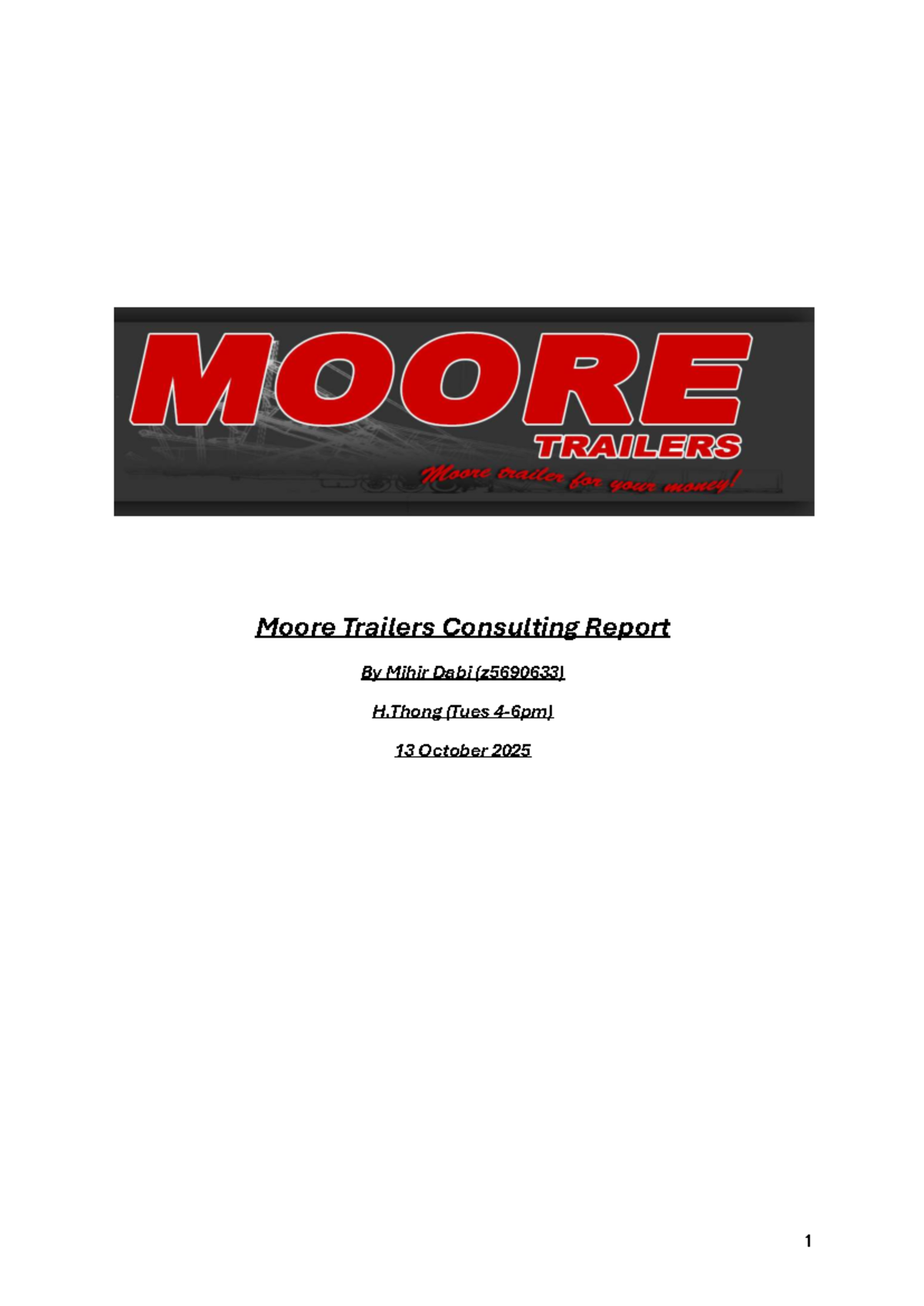 Comm1150 - Moore Trailers Consulting Report: Global Business Insights ...