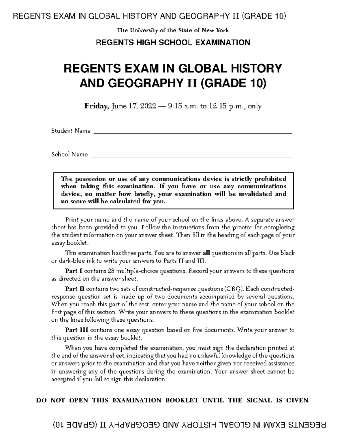 GLHG2-62022 - Regents Exam Review for Global History & Geography II ...