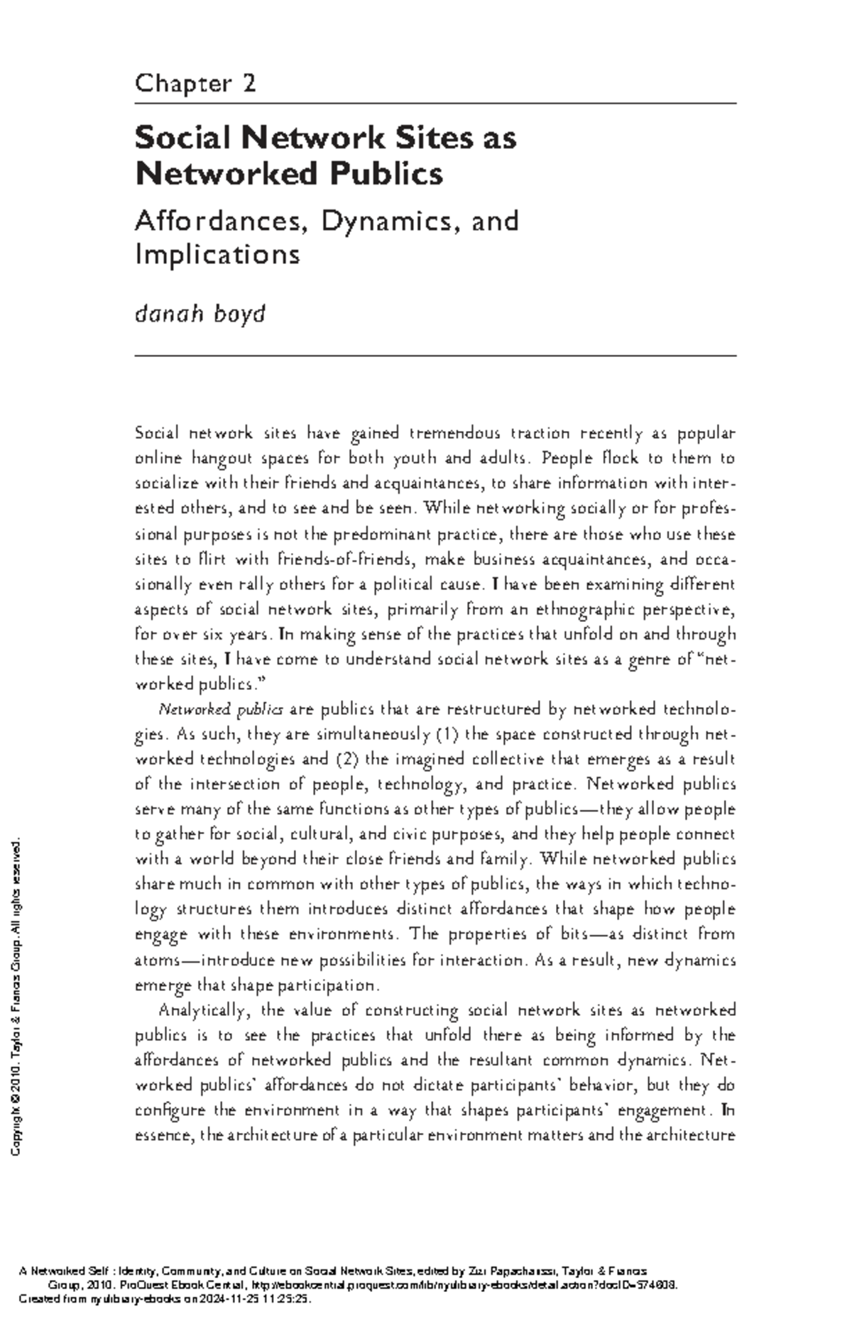 Chapter 2: Social Network Sites as Networked Publics - Affordances ...