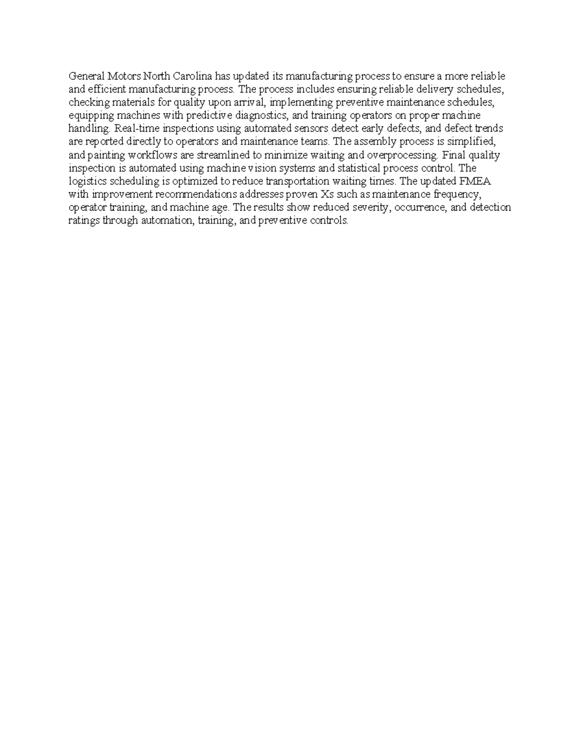 General Motors North Carolina has updated its manufacturing process to ...