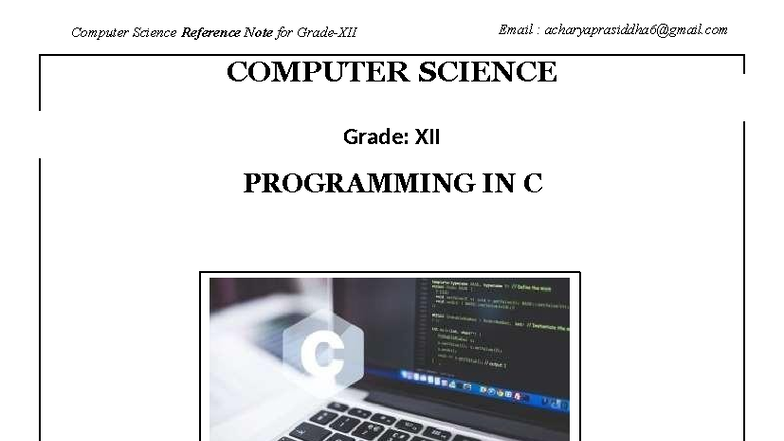 Computer Science XII: Programming in C - Unit Wise Important Questions ...