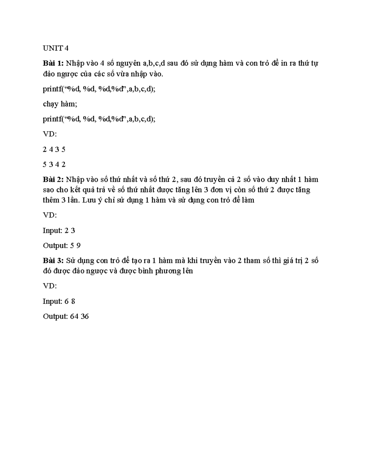 PRF U4 - Quiz 4: Hàm và Con Trỏ trong Lập Trình C - Studocu