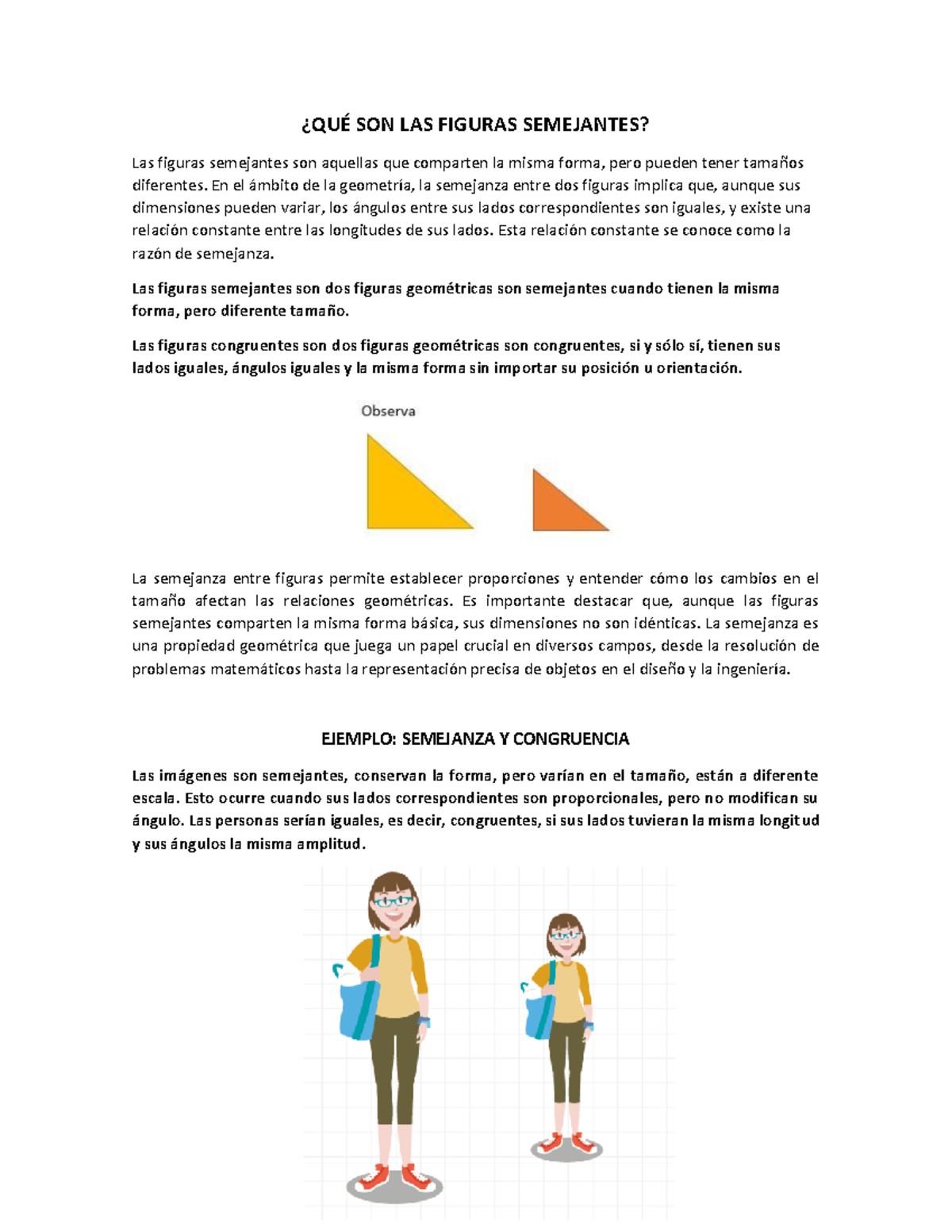 Figuras Semejantes en Geometría: Conceptos y Ejemplos - Studocu