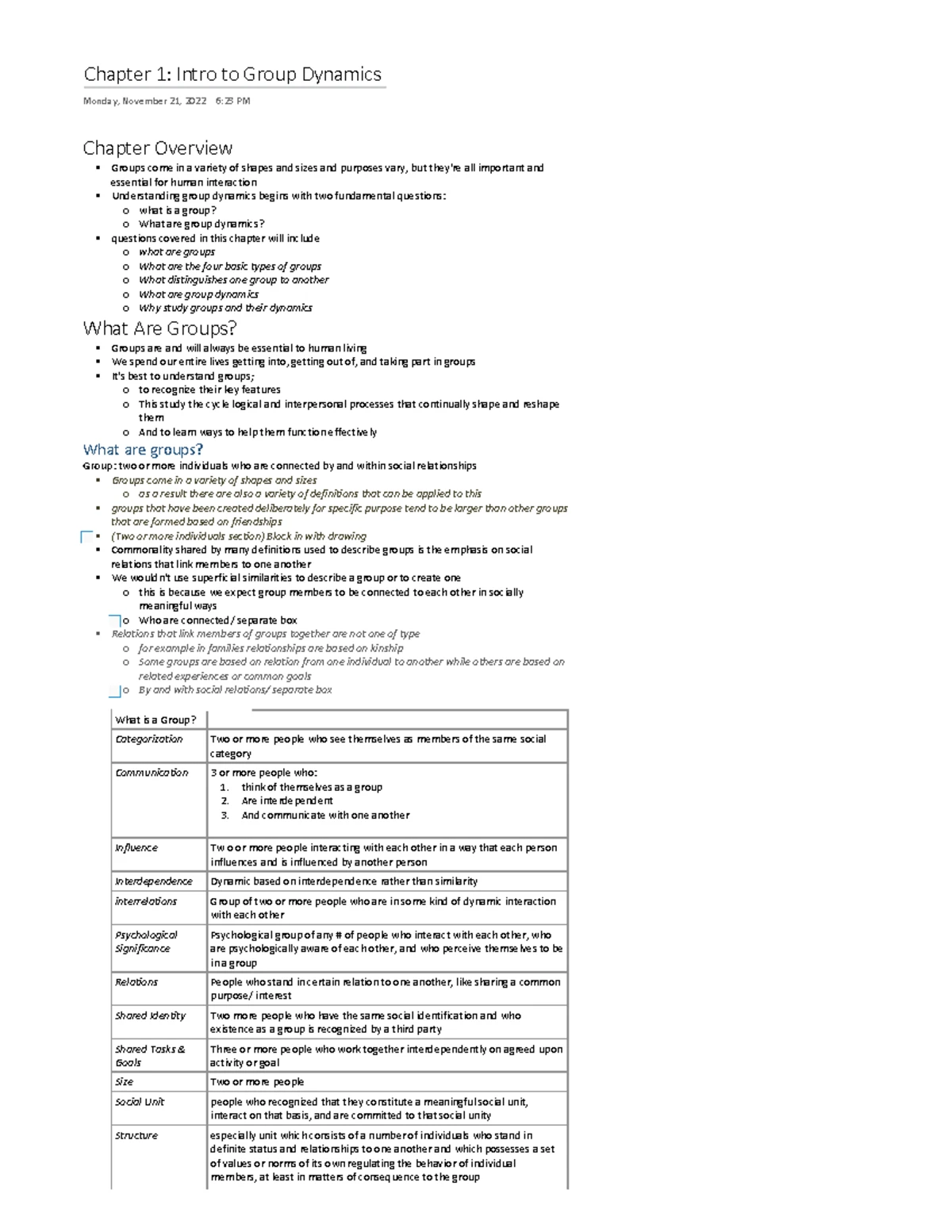 Group Dynamics and Process chapter 5 - Chapter 5: Cohesion & Development Monday, November 21 ...