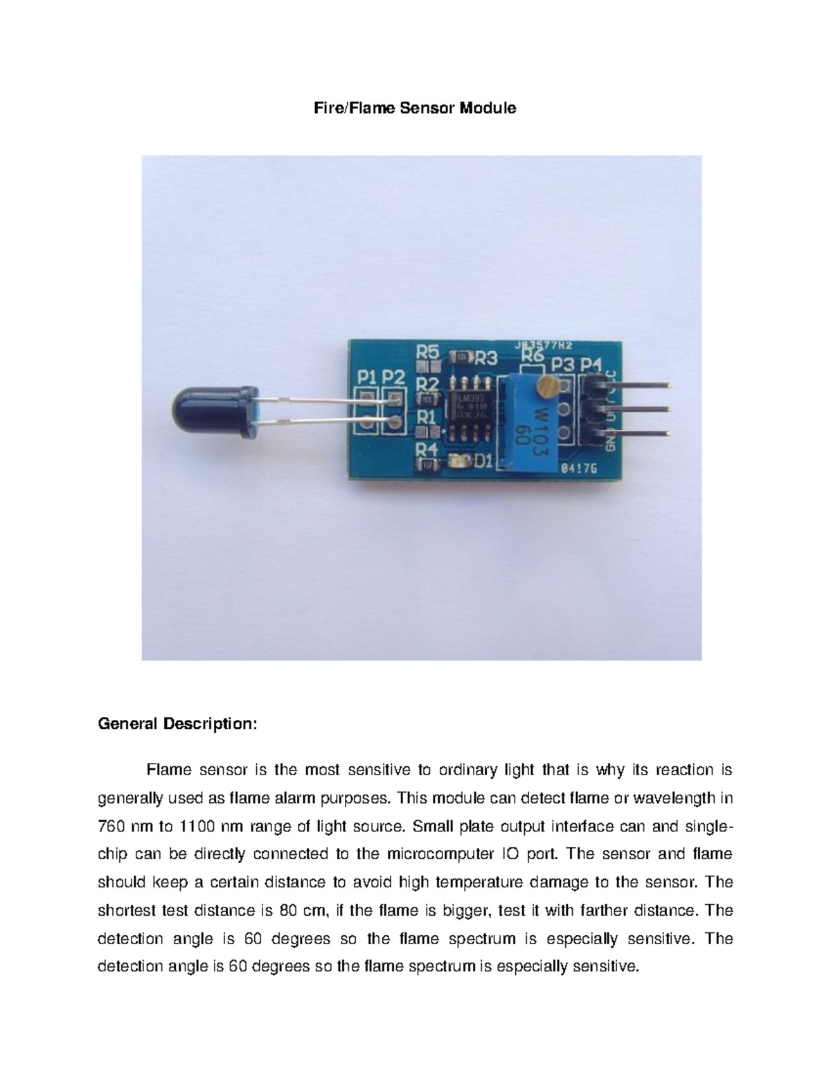 Flame sensor module arduino - Fire/Flame Sensor Module General ...