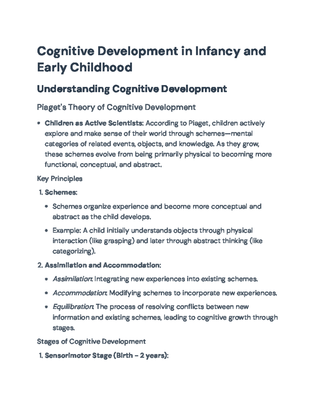 Cognitive Development in Infancy & Early Childhood: Theories & Insights ...