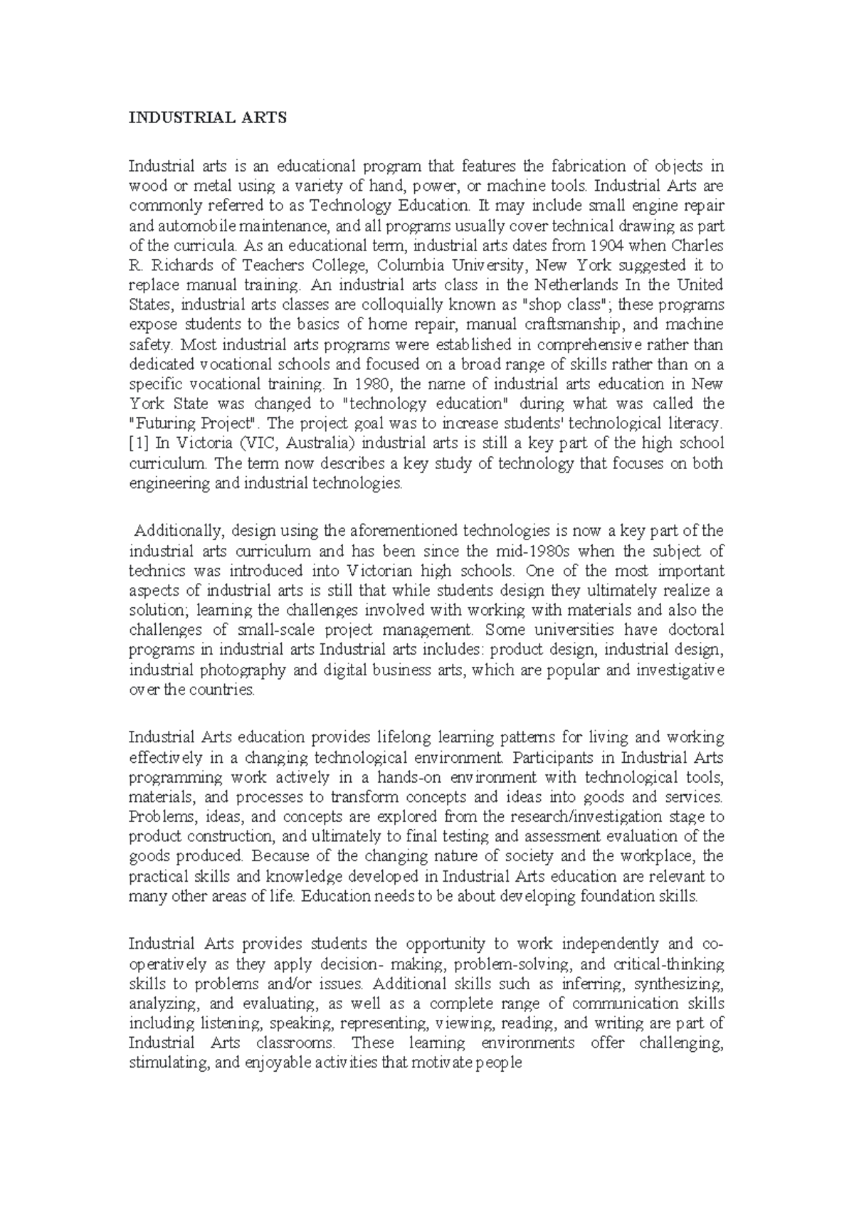 Industrial Arts Overview: History, Curriculum & Skills Development ...