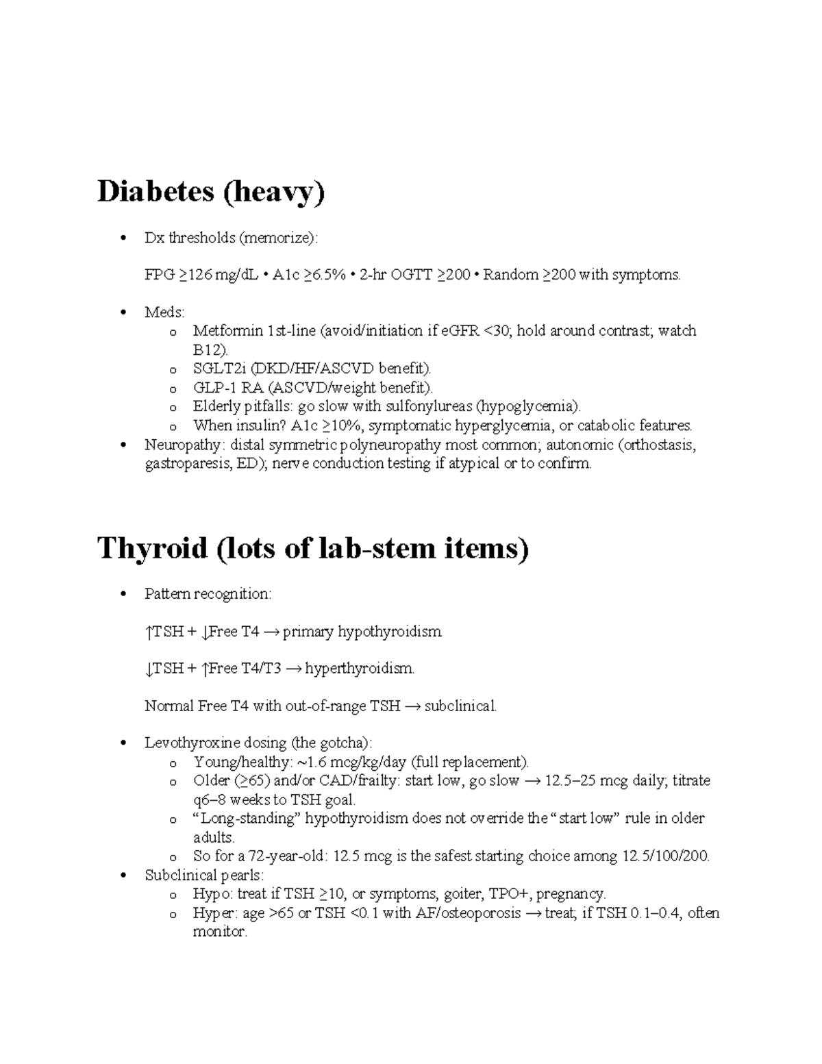 Diabetes & Thyroid Management Insights: 601 Final Exam Notes - Studocu