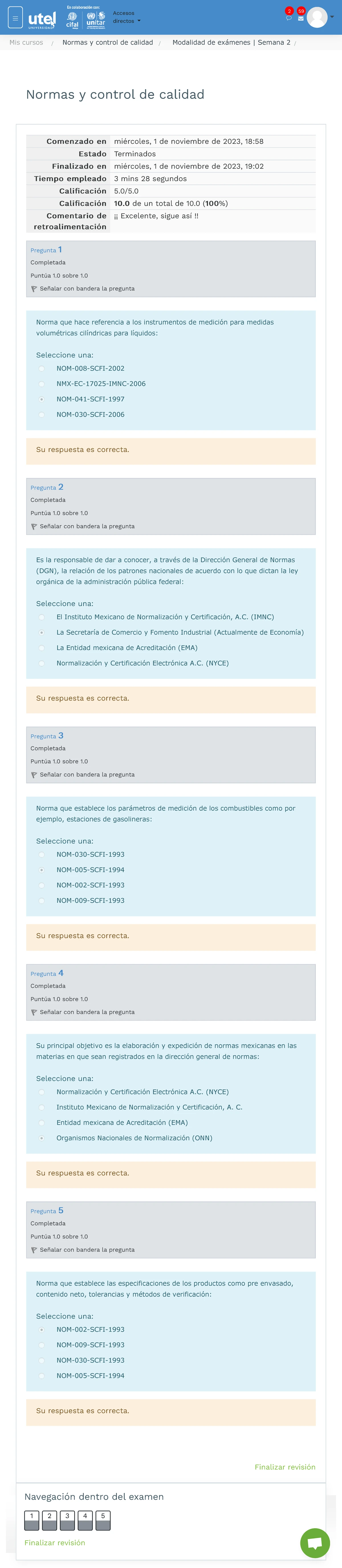 Normas y Control de Calidad - Modalidad de exámenes - Semana 3 - Normas y control de calidad ...
