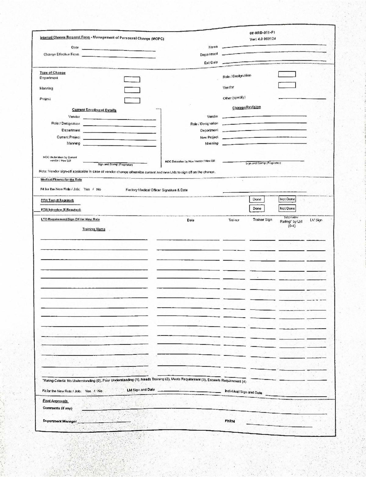 MOPC Internal Change Request Form - Personnel Management Ver: 4.0 - Studocu