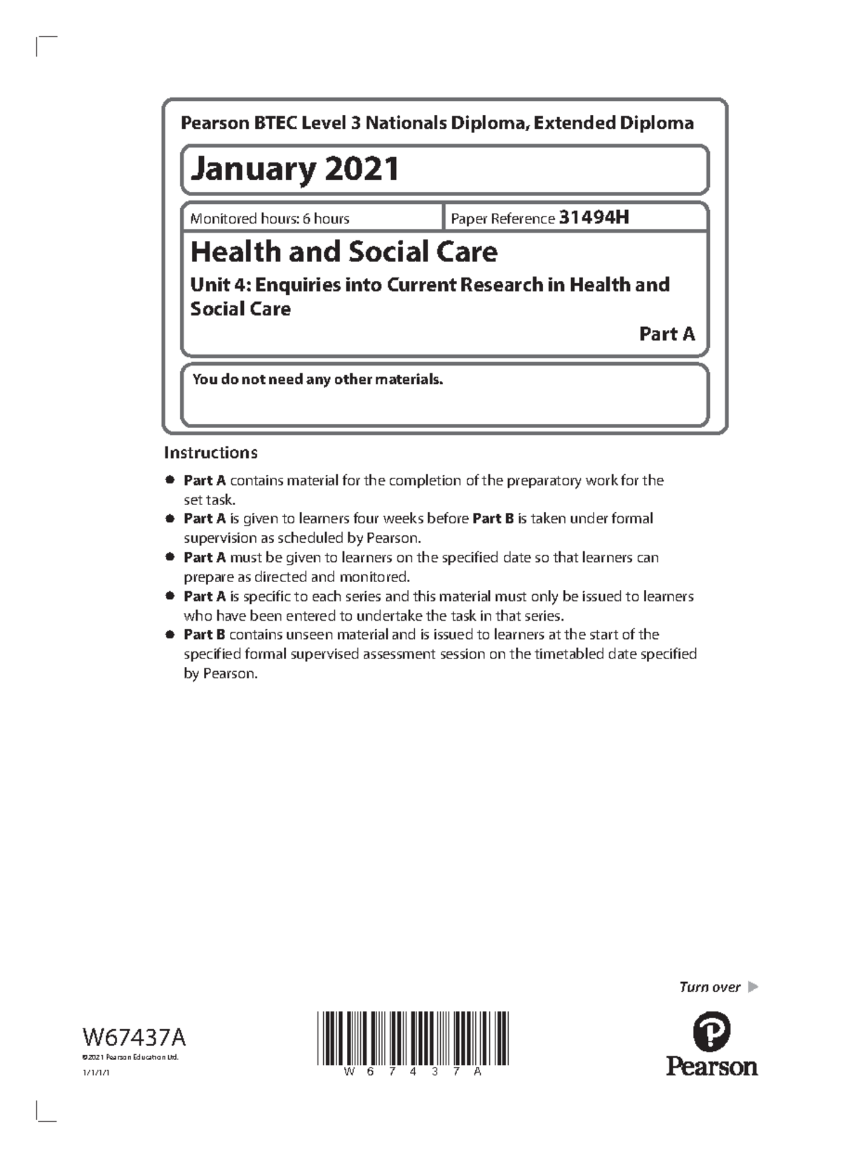 Unit 4 Part B Assessing Research in Health & Social Care (2021) - Studocu