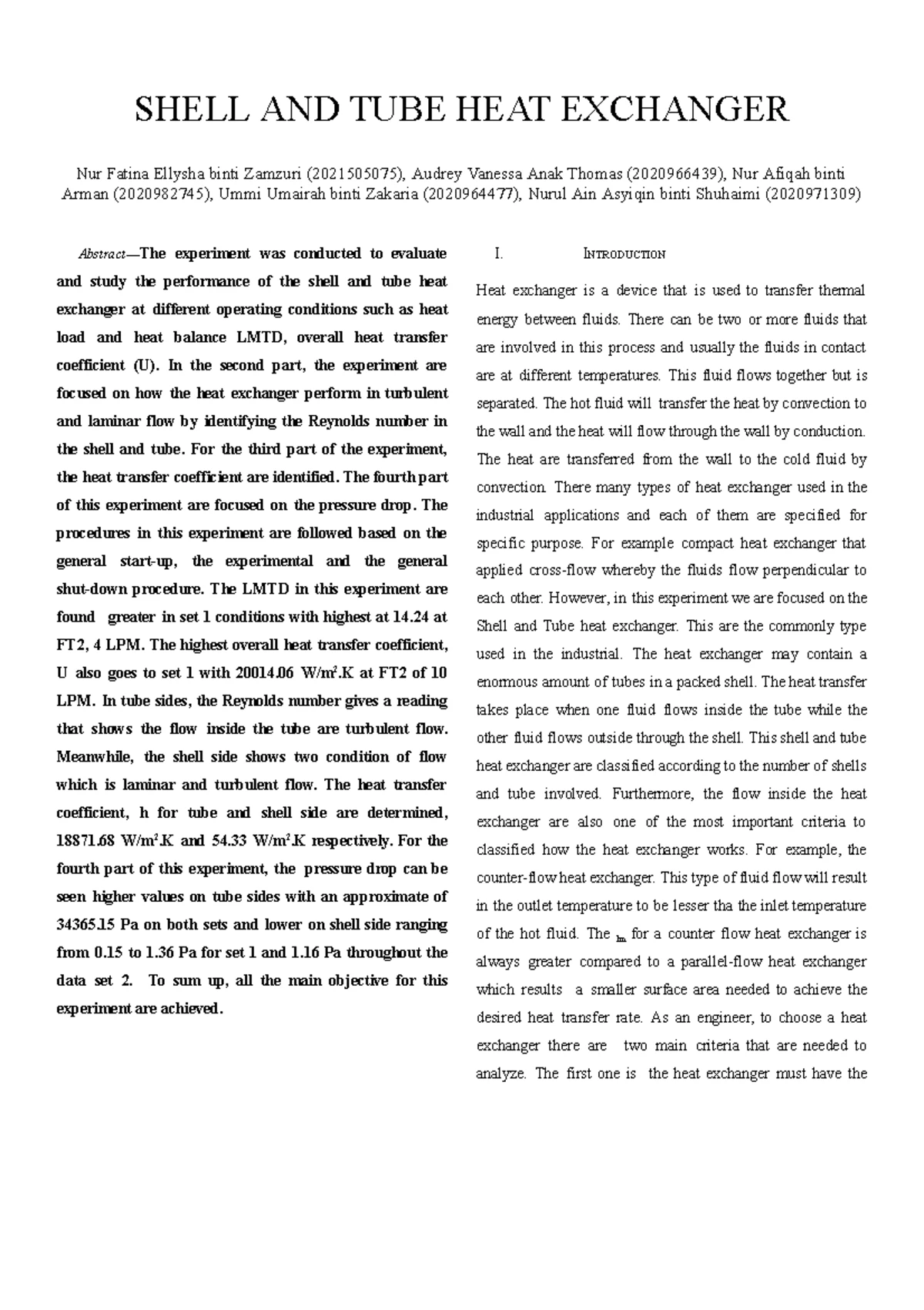 Experiment-12: Shell and Tube Heat Exchanger Analysis and Procedures ...