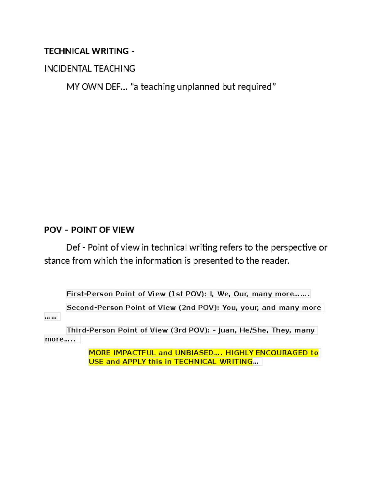 Consistency in Point of View for Technical Writing - Analysis ...