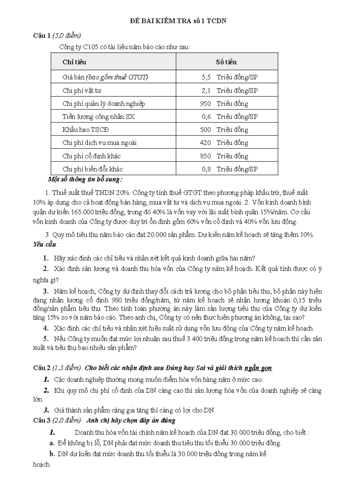 ĐỀ KIỂM TRA GIỮA KỲ TCDN 1 (BÀI 1 + 2) - Studocu