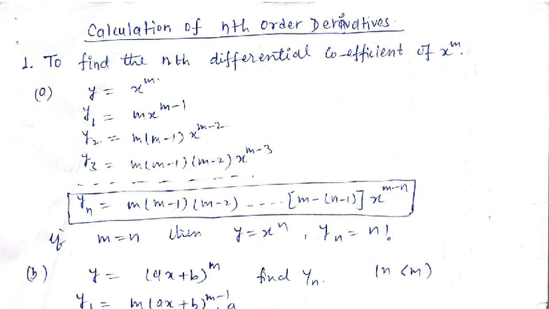 4th Order Derivatives and nth Differentiation Techniques (MATH 101 ...