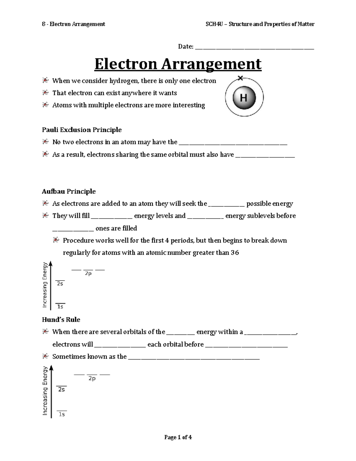 8 Electron Arrangement SCH4U: Structure & Properties of Matter Notes ...