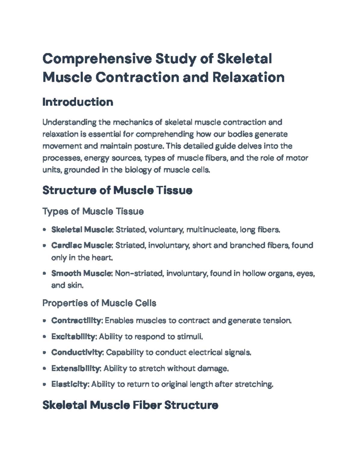Skeletal Muscle Contraction & Relaxation: In-Depth Study (BIO 101 ...